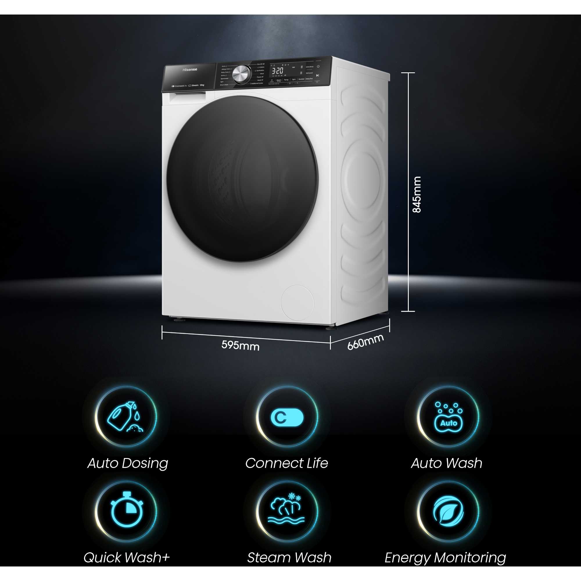 Hisense 5S Series 12kg 1400rpm Washing Machine - WF5S1245BW | Hughes