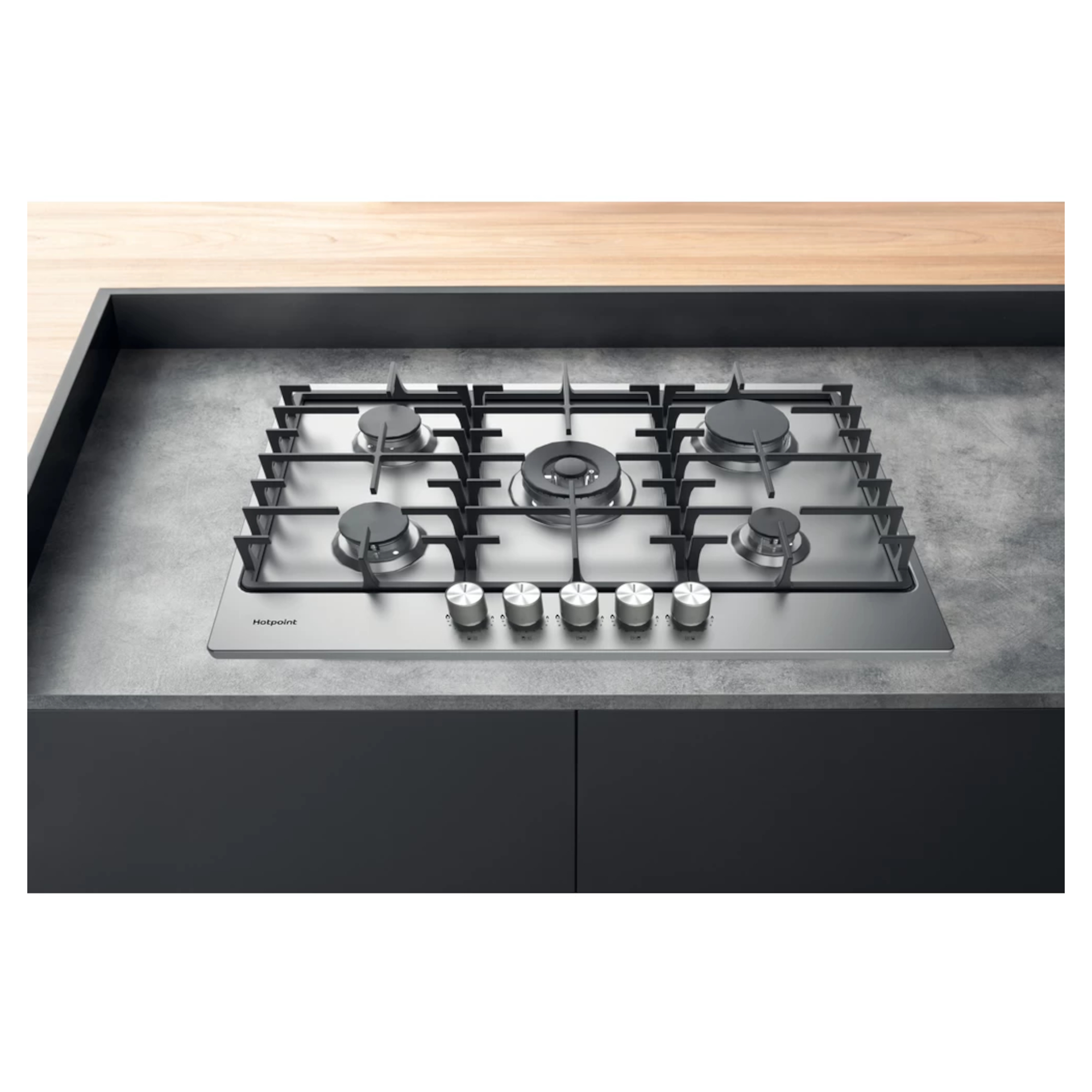 Hotpoint PPH75GFIXUK 73cm 5 Burner Gas Hob - Stainless Steel Finish ...