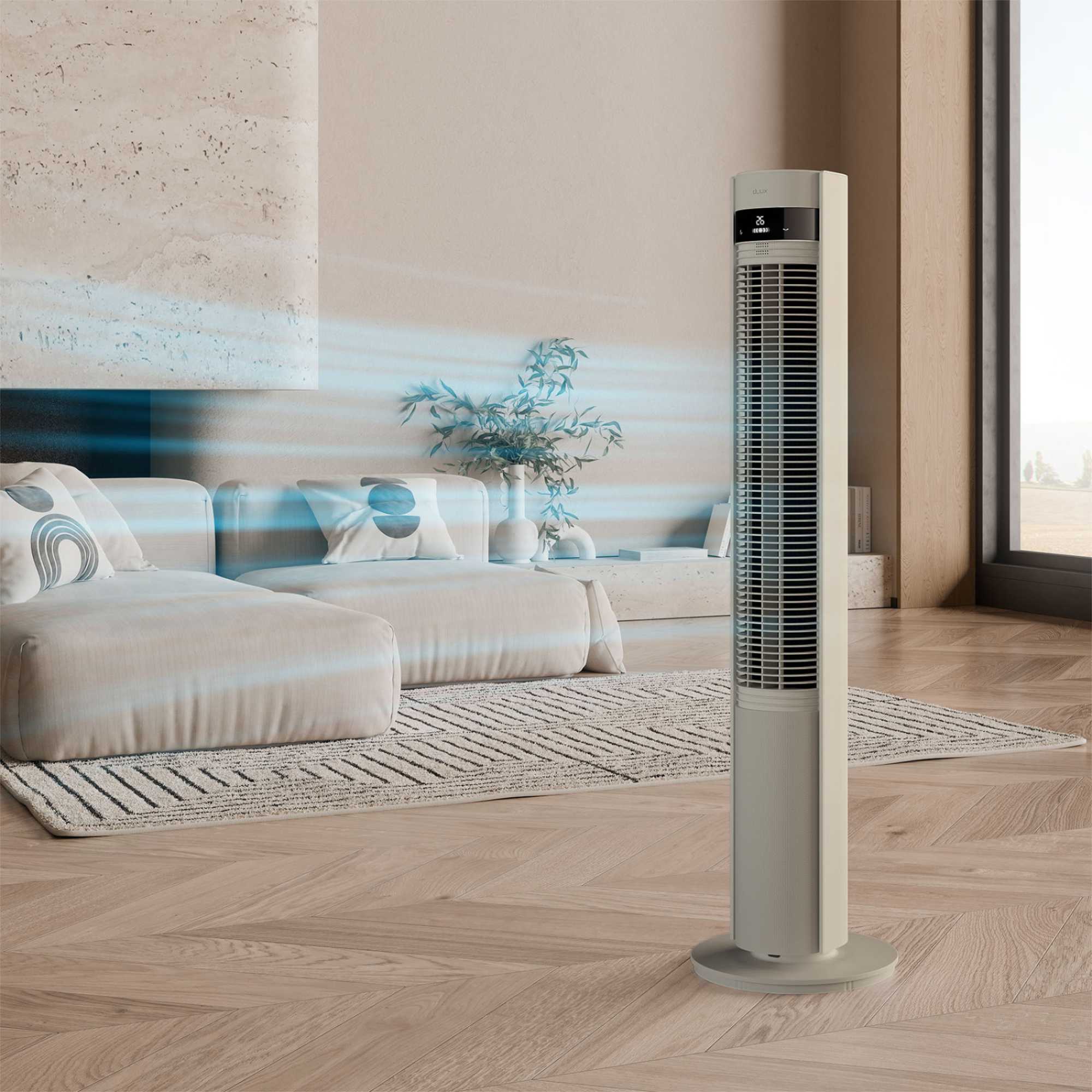 Duux Elevate Tower Fan - Stone | Hughes Business