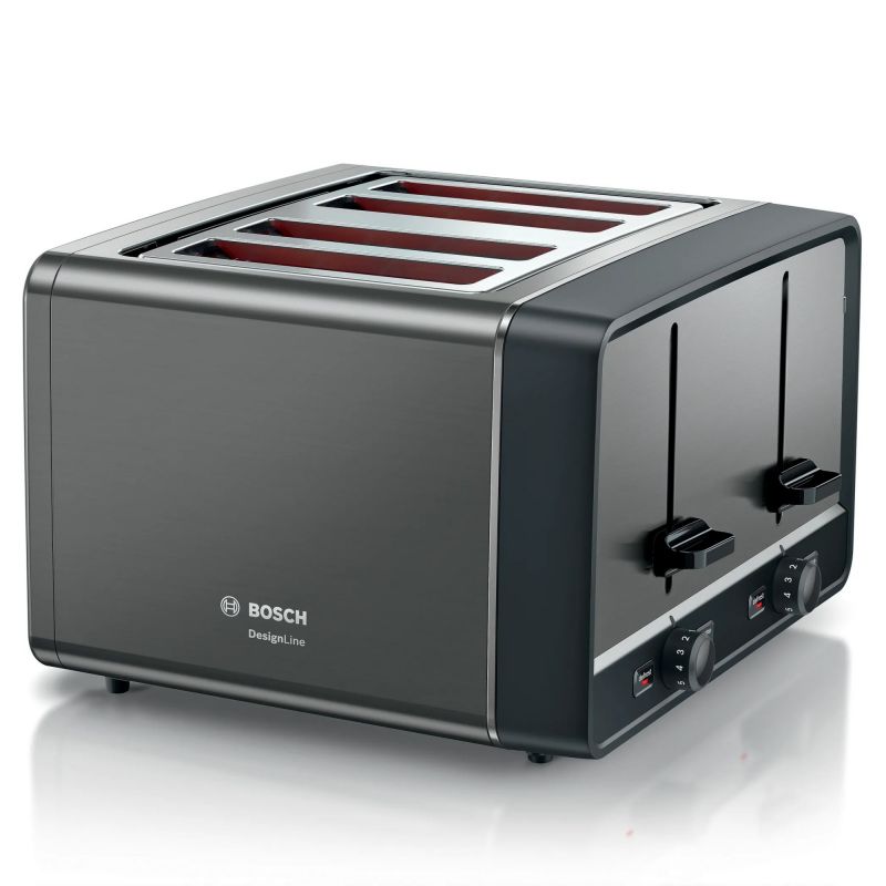 Bosch DesignLine TAT5P445GB 4 Slice Toaster - Graphite | Hughes