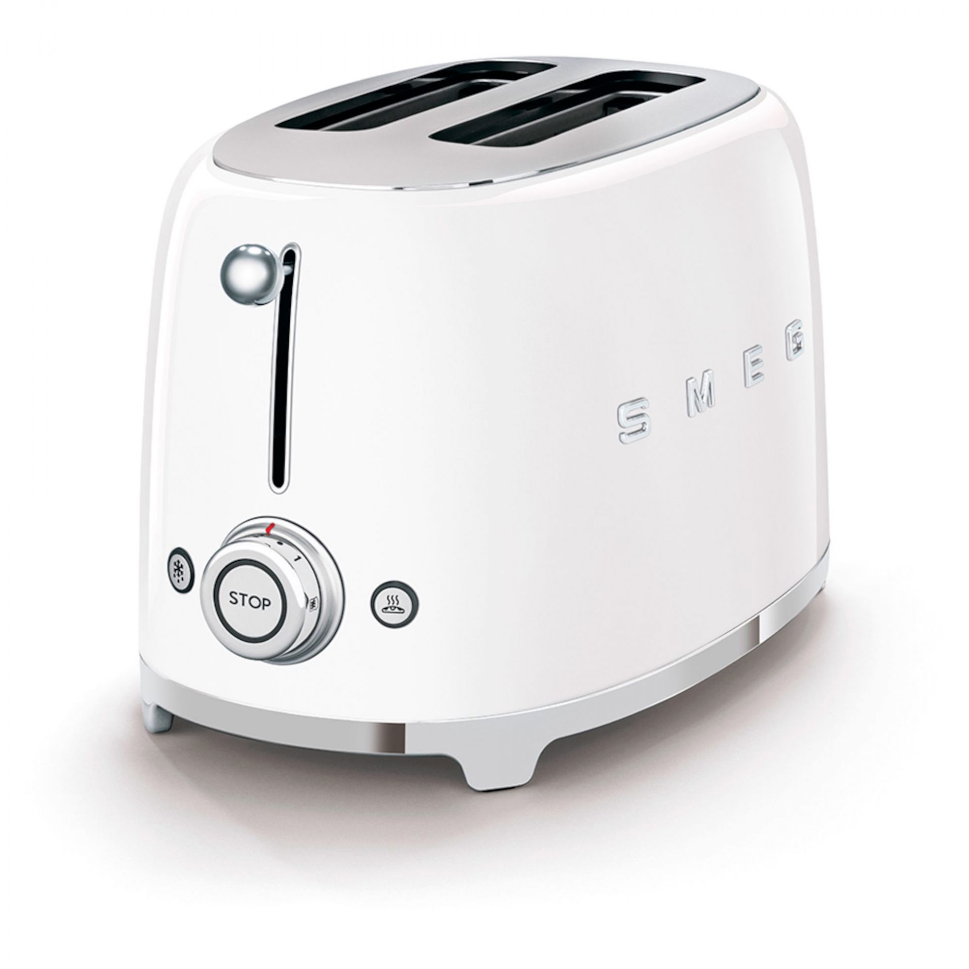 Smeg TSF01WHUK 50's Style 2 Slice Gloss White Toaster | Hughes