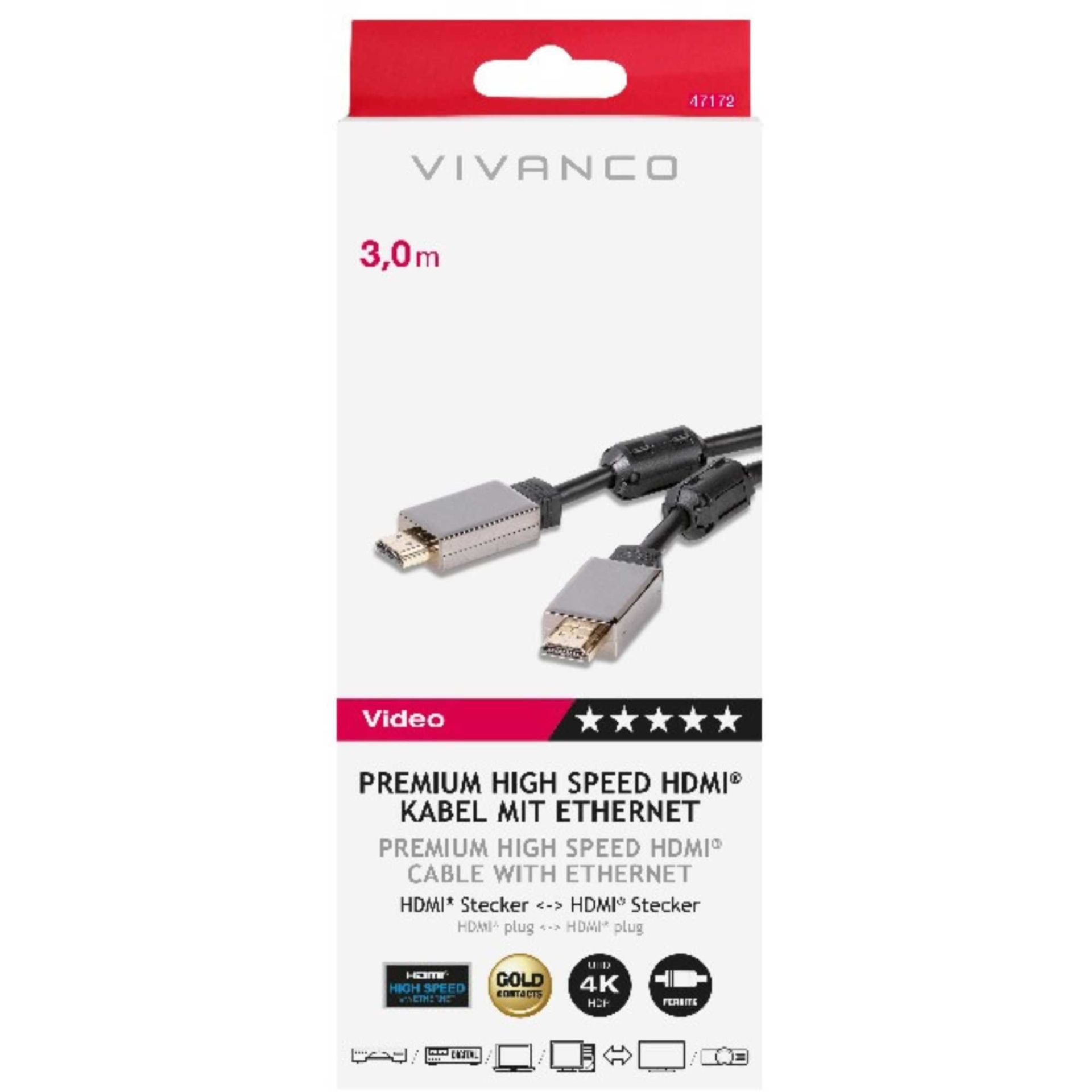 Vivanco 47172 3M Premium High Speed HDMI Cable With Ethernet | Hughes