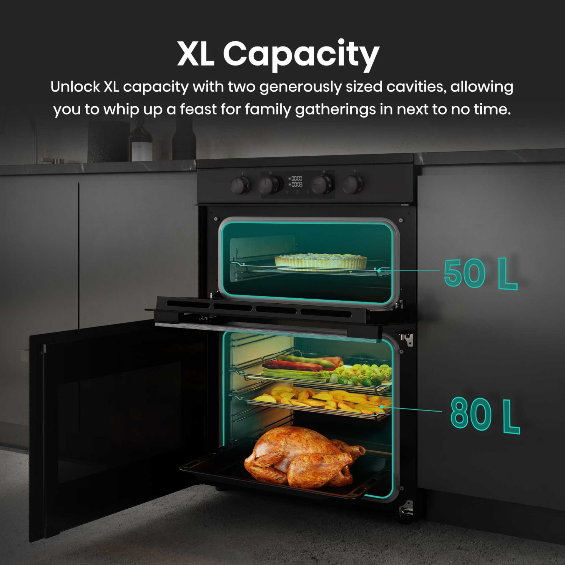 Hisense HDCEIT6C20B Electric Double Oven with Induction Hob & Air Fry ...