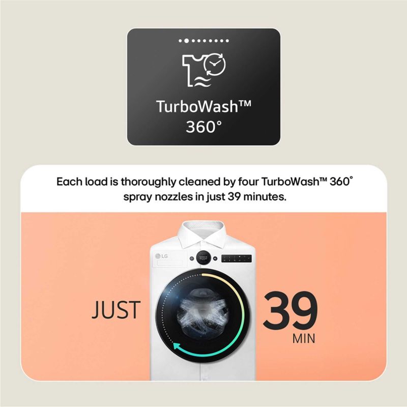 LG F4X7009TBB VX70 Series AI Direct Drive 9kg Smart Washing Machine ...