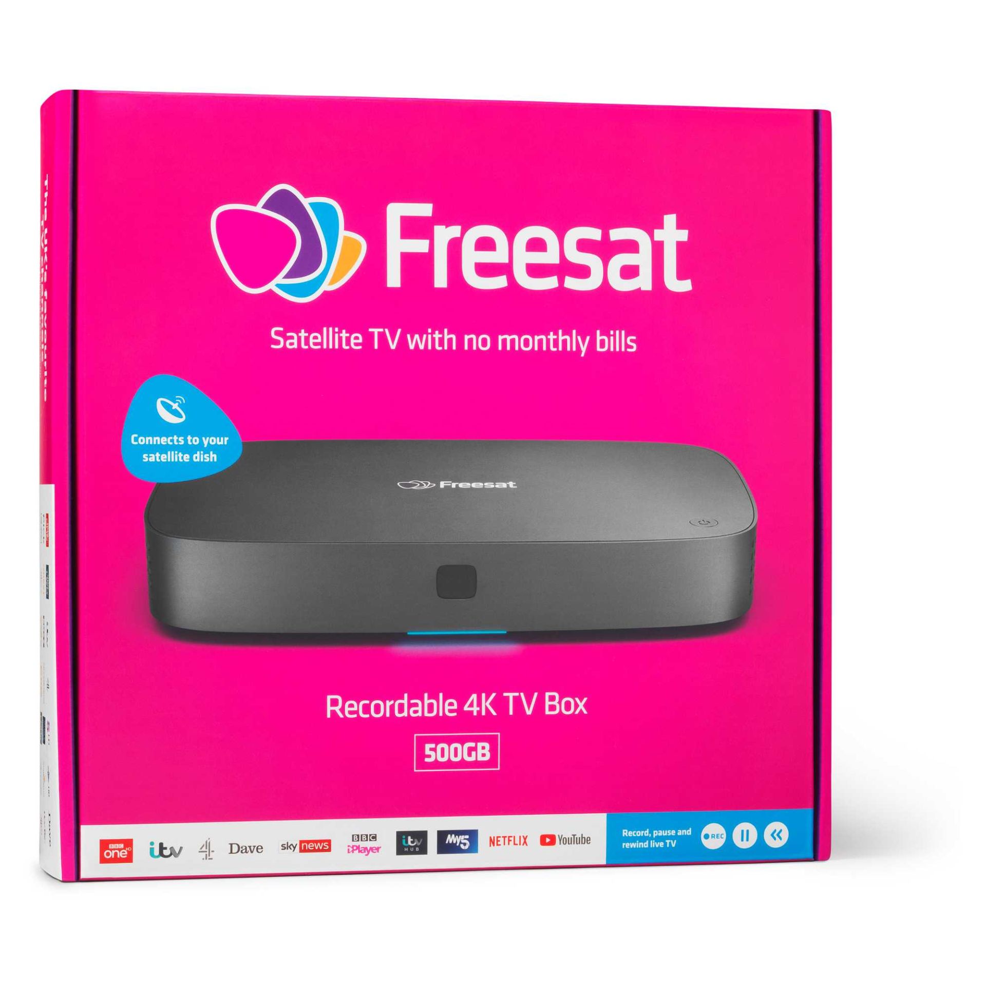 Freesat UHD-4X-500 3rd Generation Recordable 4K TV Box - 500GB | Hughes