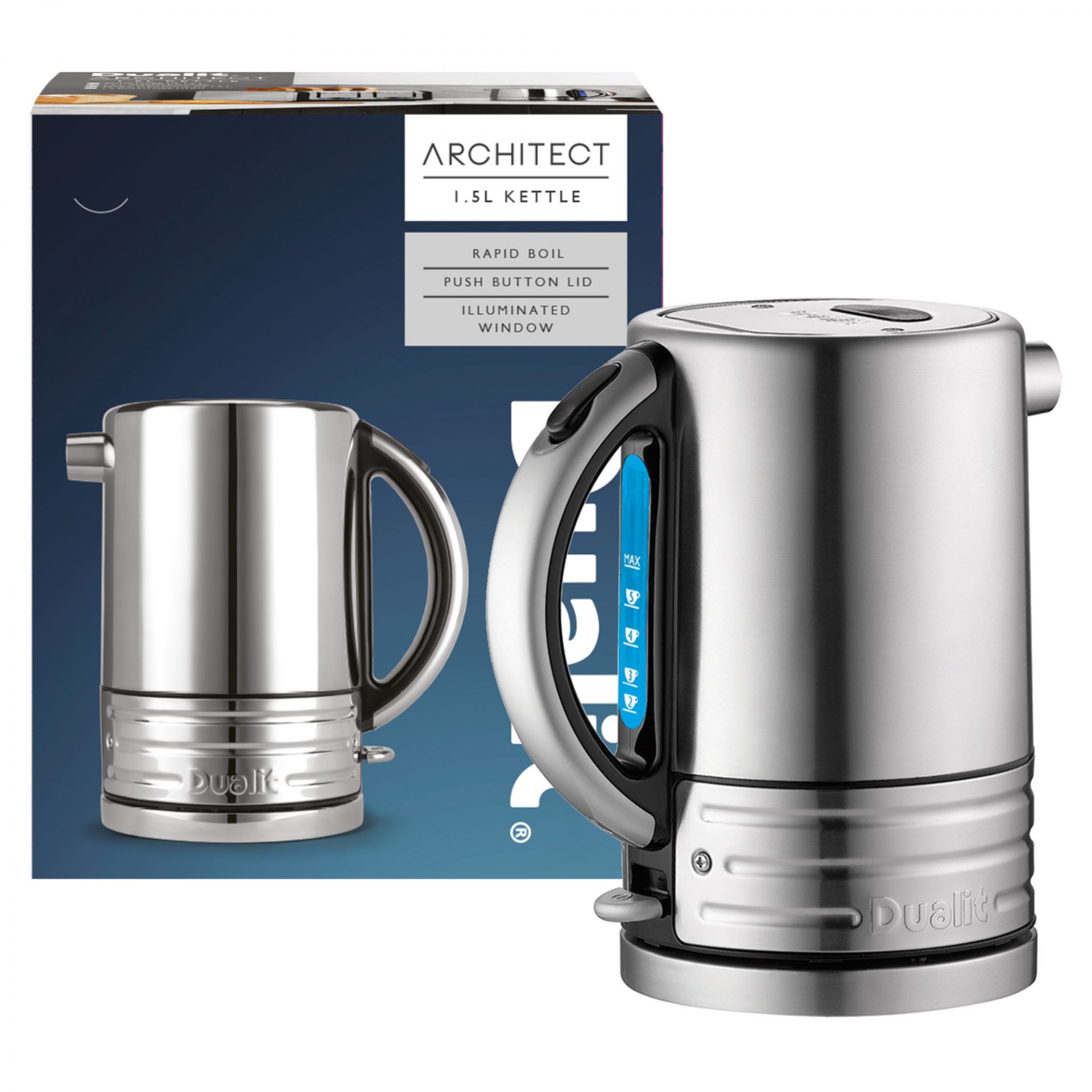 Dualit Architect 1.5L Kettle, Brushed - 72905 | Hughes