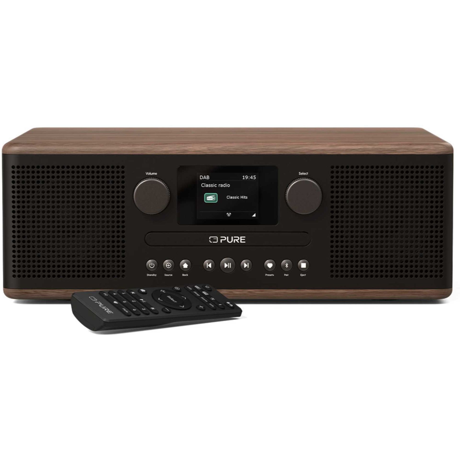 Pure CLASSIC-CD6 DAB+/FM CD Radio with Bluetooth - Black & Walnut | Hughes