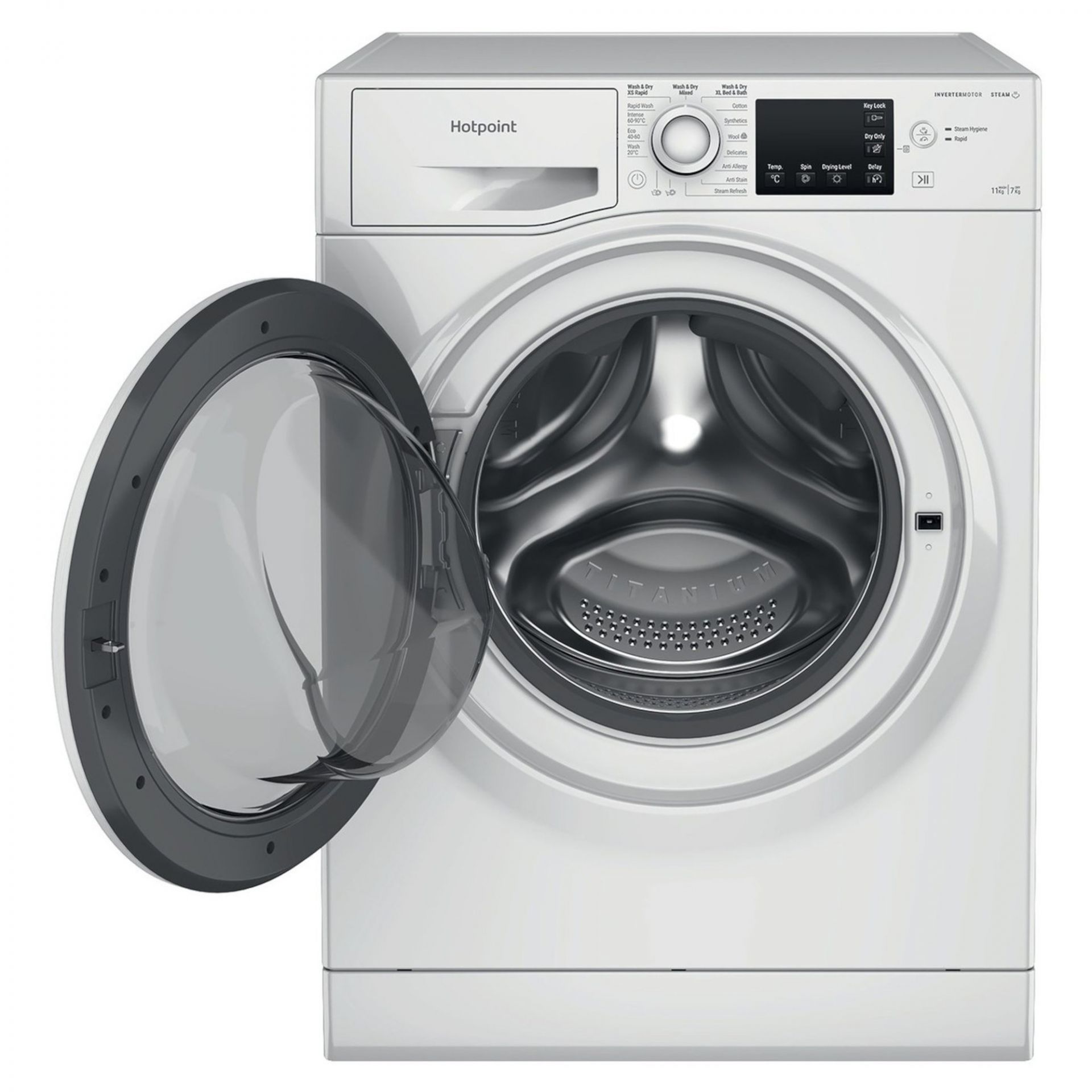 Hotpoint NDB 11724 W UK Anti-Stain 11kg Wash 7kg Dry 1600rpm Washer Dryer - White | Hughes