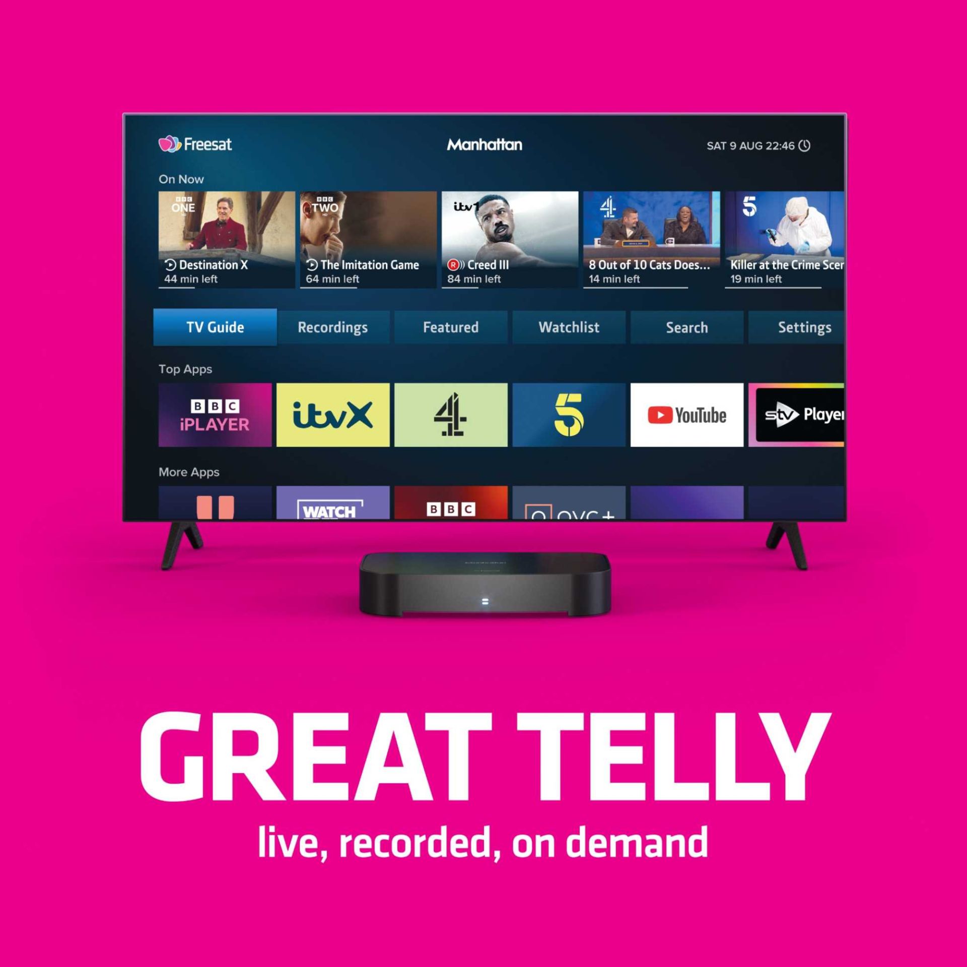 Manhattan S4-R 500GB Freesat 4K TV Recorder | Hughes