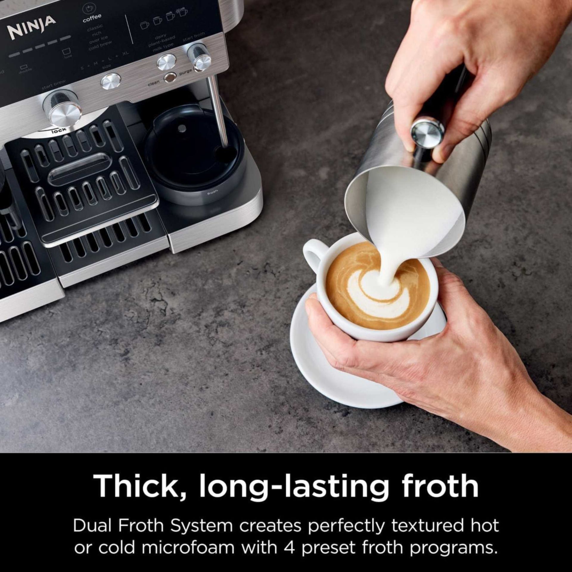 Ninja ES601UK Luxe Cafe Premier 15 Presets Dual Froth Espresso Machine ...