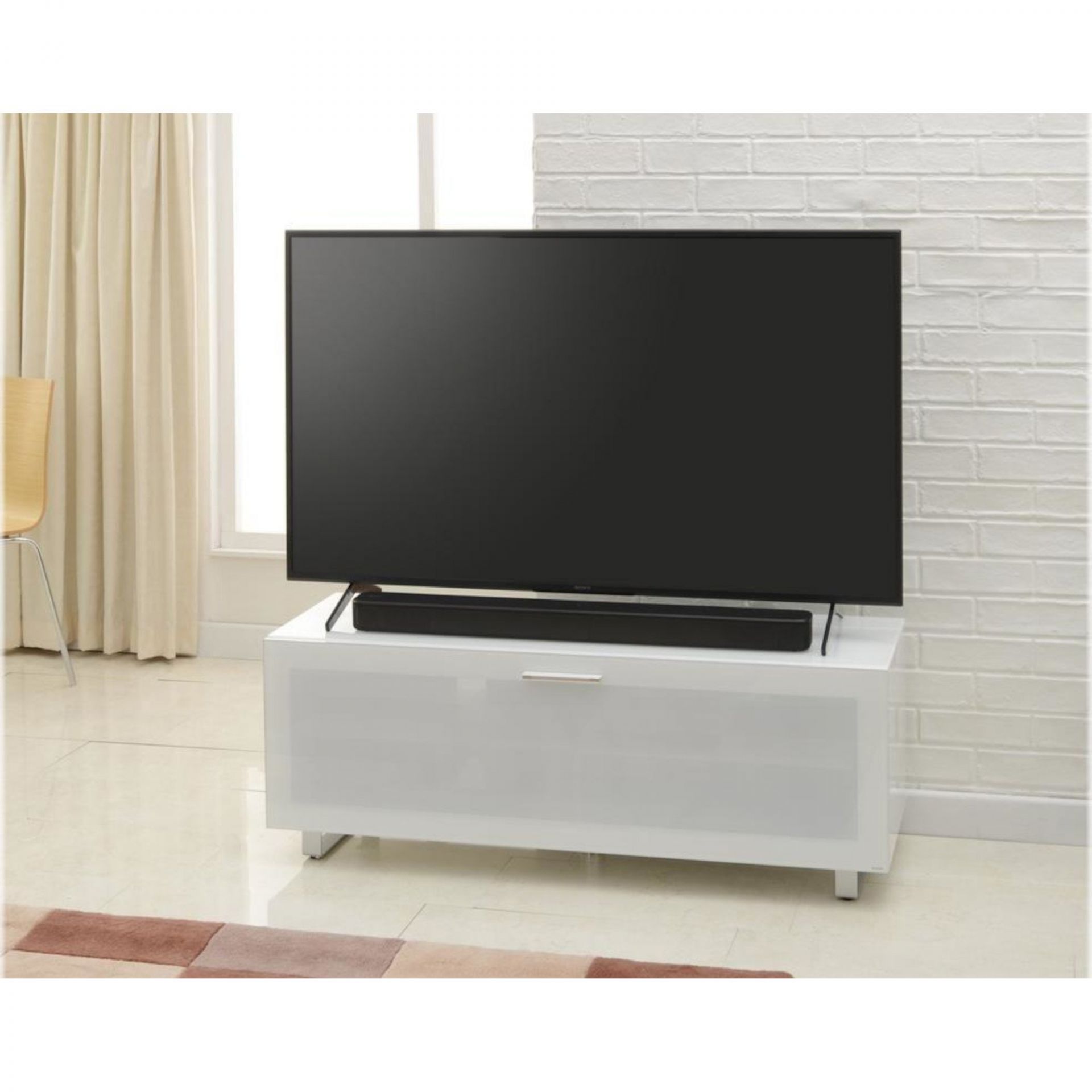 TTAP SOR-1200-WHT Sorento 1200mm Glass Top AV Stand - White | Hughes