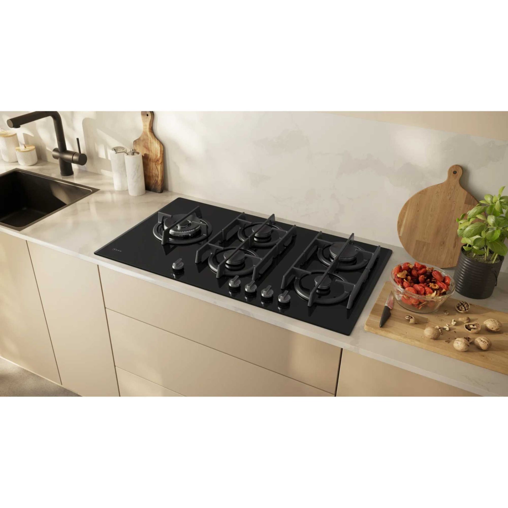 NEFF T29RHS4S0 Flame Select 90cm 5 Burner Gas Hob - Black | Hughes