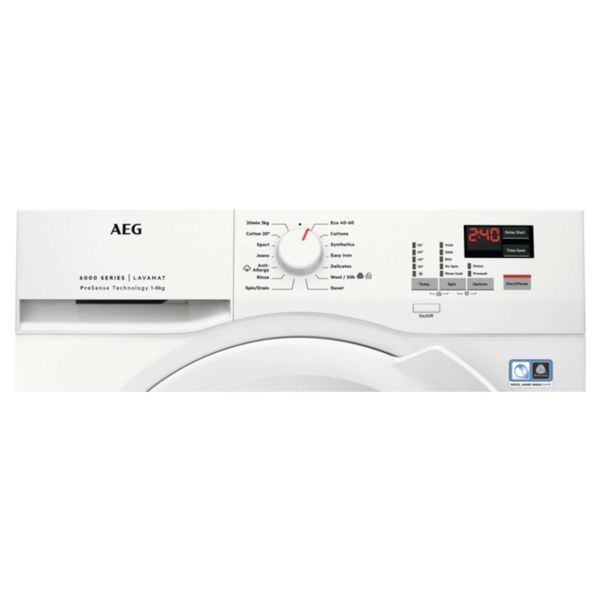 AEG L6FBK841B 6000 ProSense 8kg Washing Machine - White | Hughes